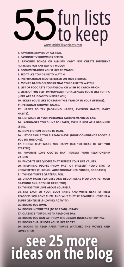 55 Fun Lists To Make When You're Bored Out Of Your Mind - Inside Of ...